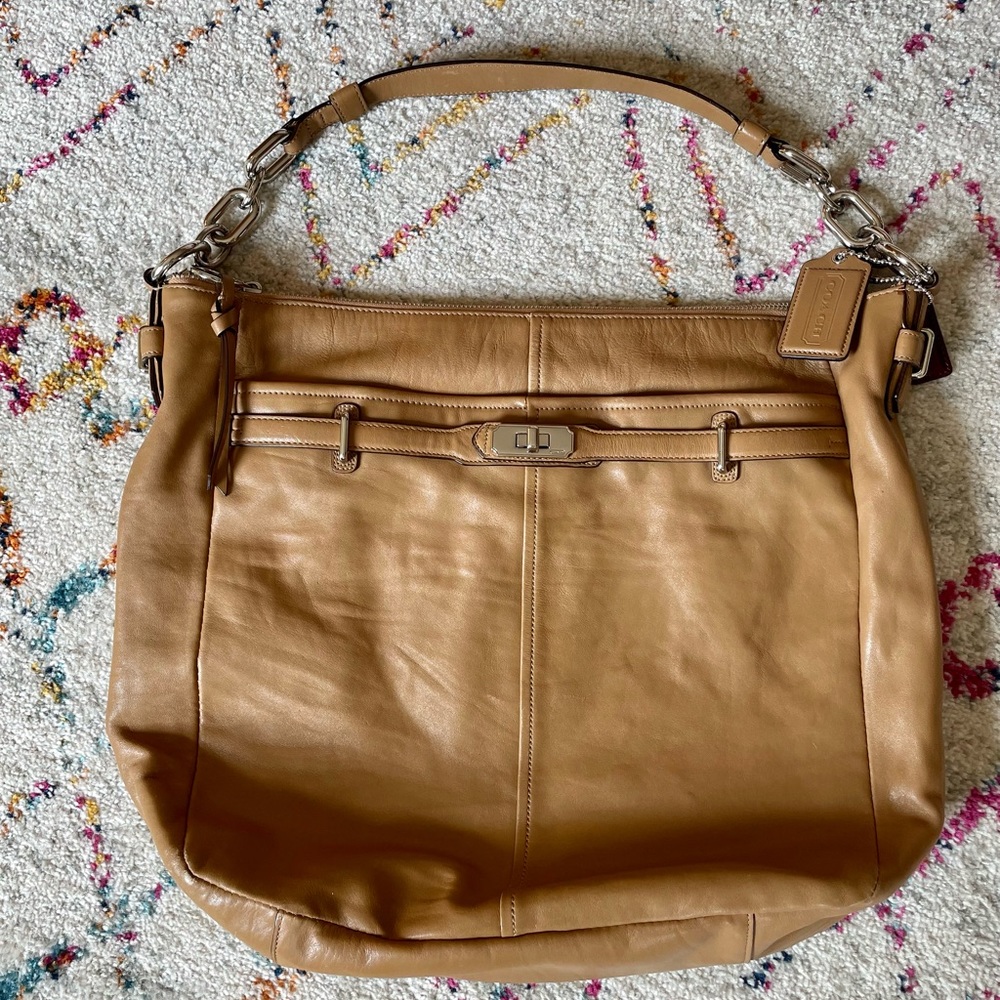 Coach Leather Camel Large Satchel Bag - Gem